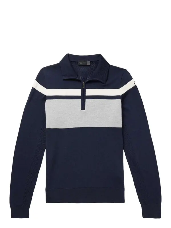 Kjus Striped Merino Wool Half-zip Sweater - Navy