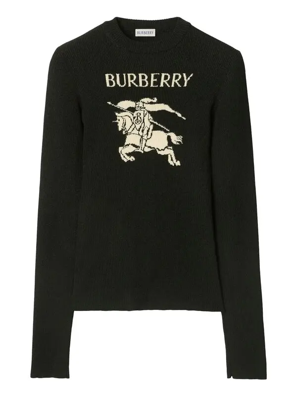 Burberry Wool-silk Ekd Sweater - Black