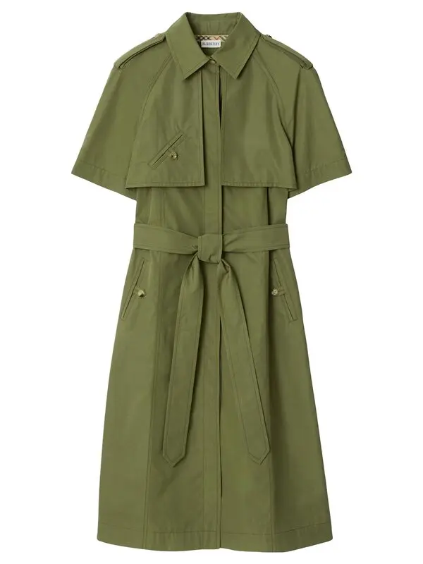 Burberry Cotton Poplin Midi Shirt Dress - Green