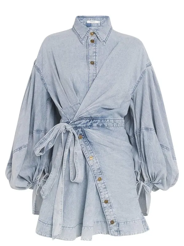 Zimmermann Denim Rebellion Wrap Mini Dress - Blue