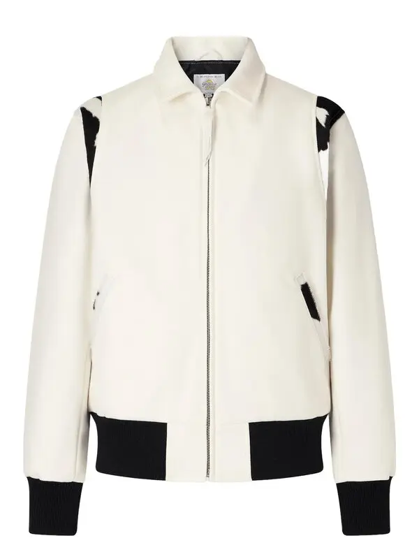 Golden Bear The Hayes Cow-print Wool-blend Varsity Jacket - White