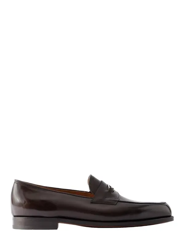 John Lobb Lopez Embellished Leather Loafers - Brown