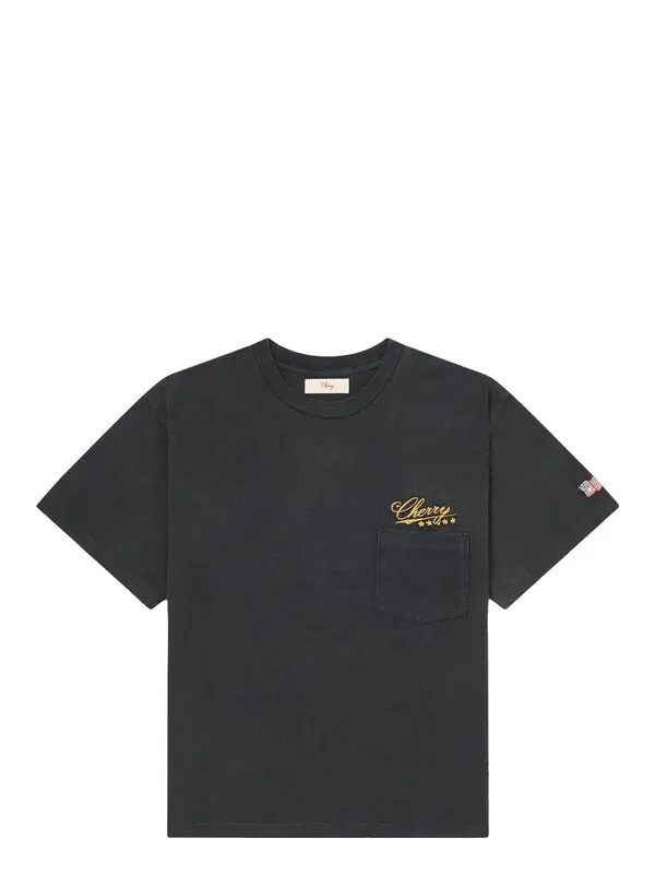 CHERRY LOS ANGELES Five Star Logo-embroidered Appliquéd Cotton-jersey T-shirt - Black