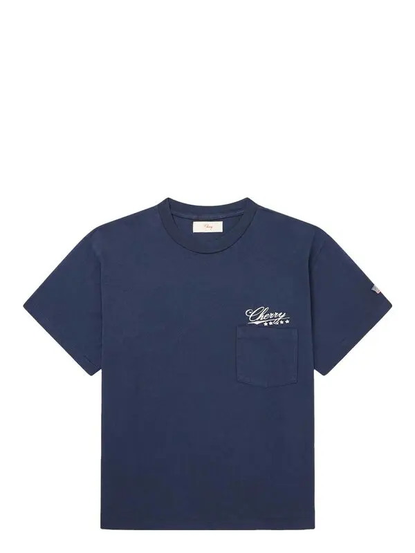 CHERRY LOS ANGELES Five Star Logo-embroidered Cotton-jersey T-shirt - Blue