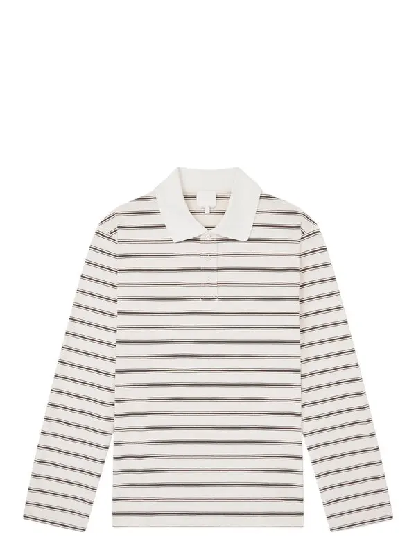 A.p.c. Striped Organic Cotton-jersey Polo Shirt - Neutrals