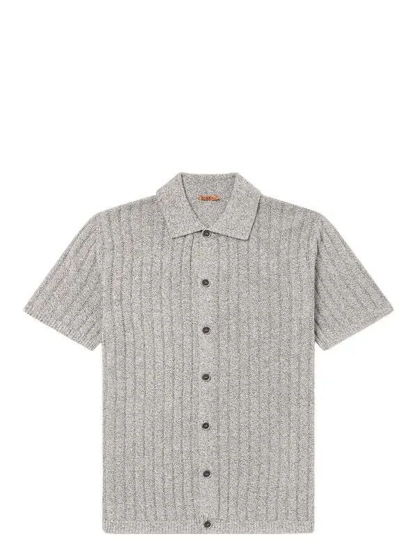 Barena Venezia Ribbed Linen And Cotton-blend Polo Shirt - Gray