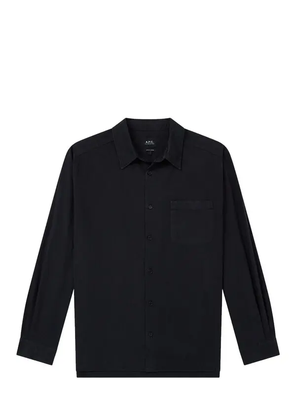 A.p.c. Malo Logo-embroidered Organic Cotton Shirt - Black