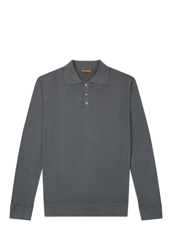 Barena Venezia Pevaron Merino Wool Polo Shirt - Gray