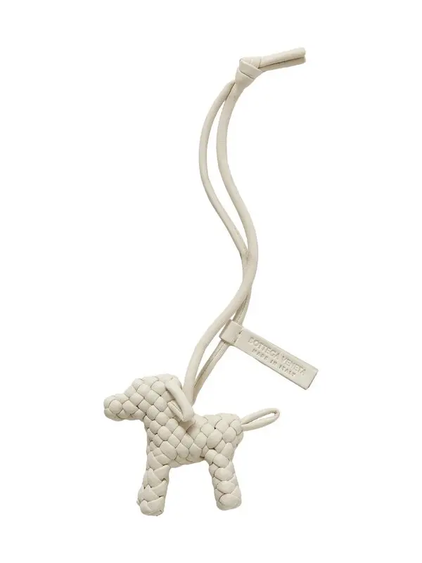 Bottega Veneta Intrecciato Leather Bag Charm - White