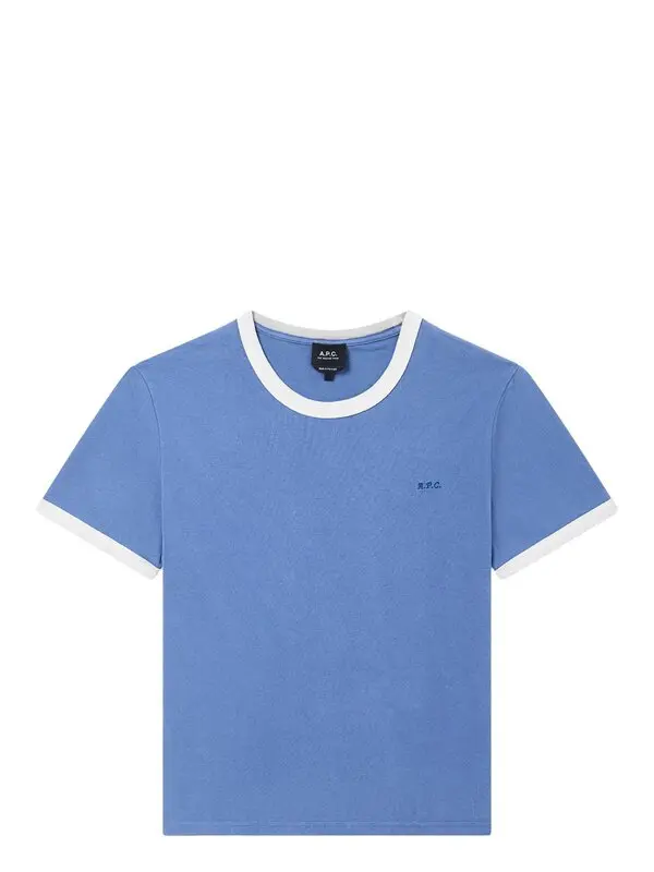 A.p.c. Logo-embroidered Cotton-jersey T-shirt - Blue
