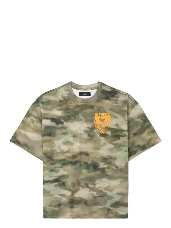 Amiri Eagle Camouflage And Logo-print Cotton-jersey T-shirt - Green