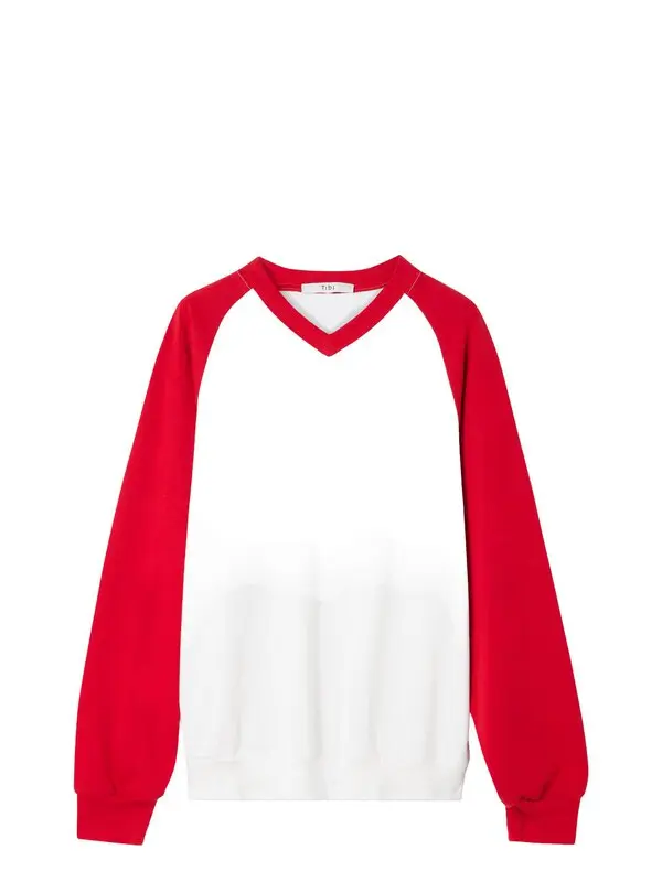 Tibi Two-tone Cotton-jersey Sweatshirt - Red