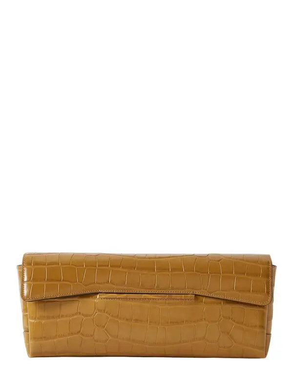 TOTEME Croc-effect Leather Clutch - Neutrals