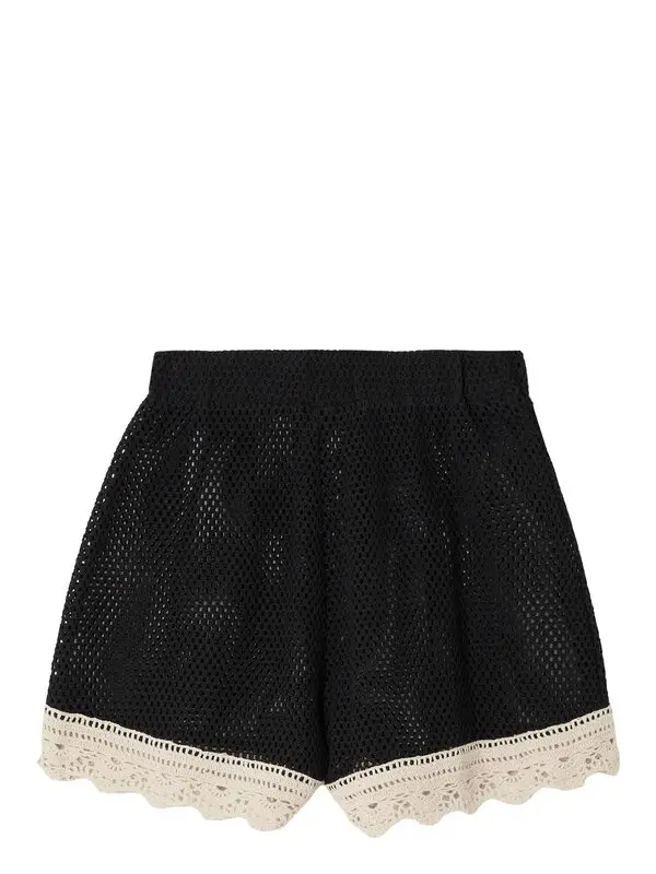 Sea Kendall Crochet-trimmed Cotton Shorts - Black
