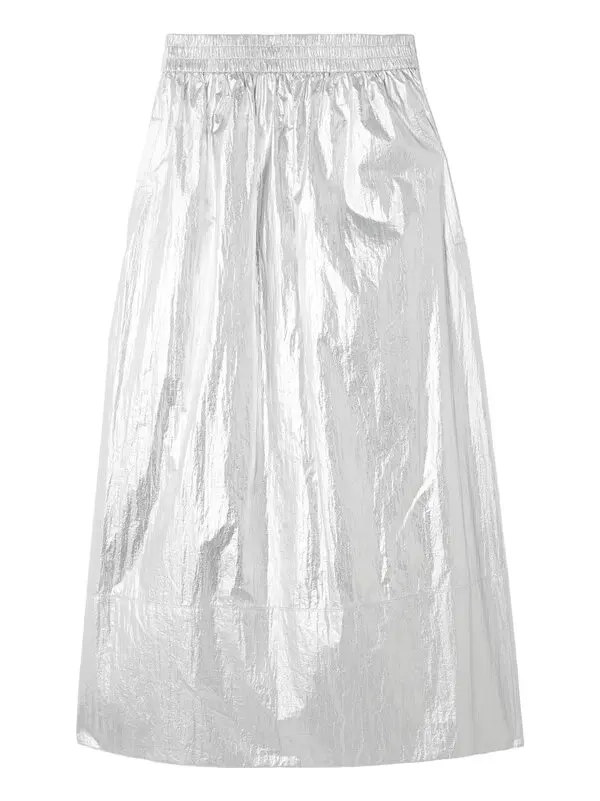 Tibi Metallic Shell Midi Skirt - Silver