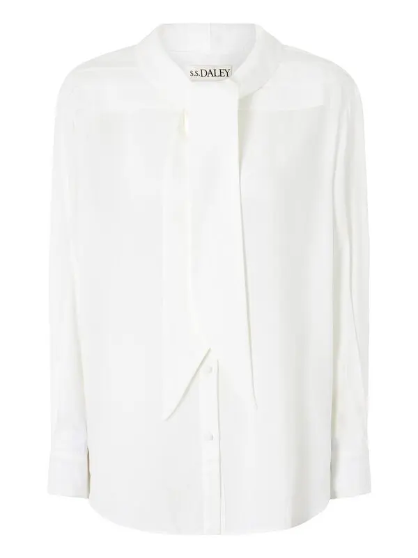 S.S.DALEY Elspeth Silk Pussy-bow Shirt - Neutrals