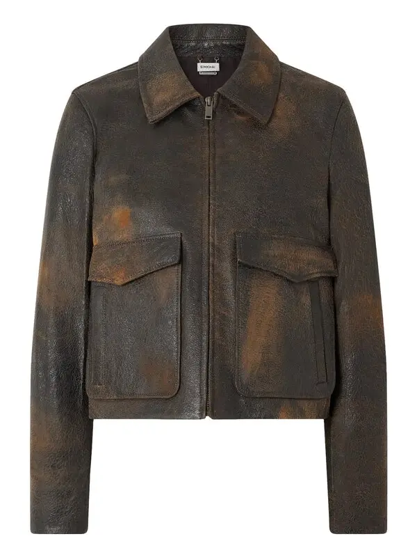 Simkhai Textured Leather Jacket - Brown