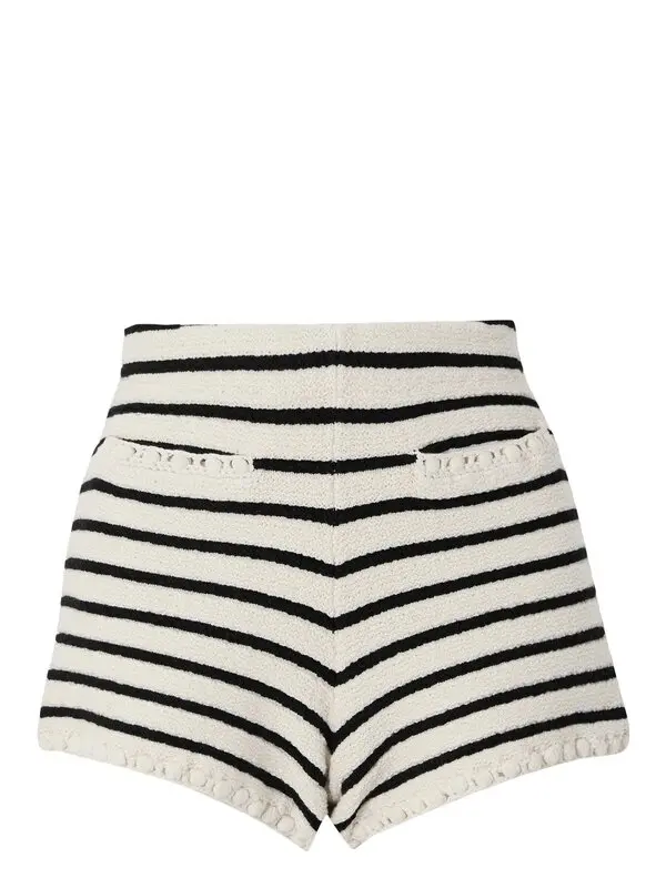 Posse Henry Striped Embellished Knitted Shorts - White