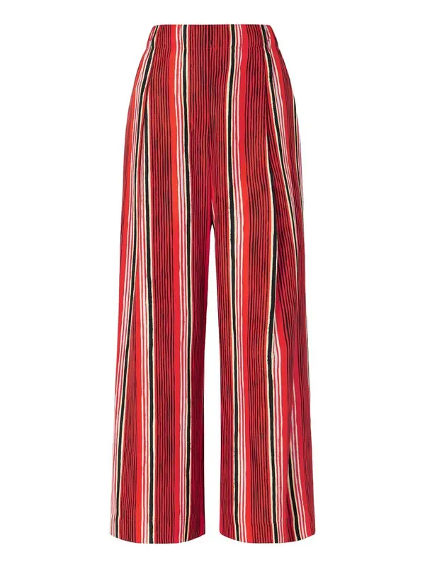 Proenza Schouler Amira Striped Silk-habotai Wide-leg Pants - Red