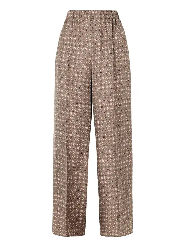 Max Mara Printed Silk-twill Wide-leg Pants - Brown