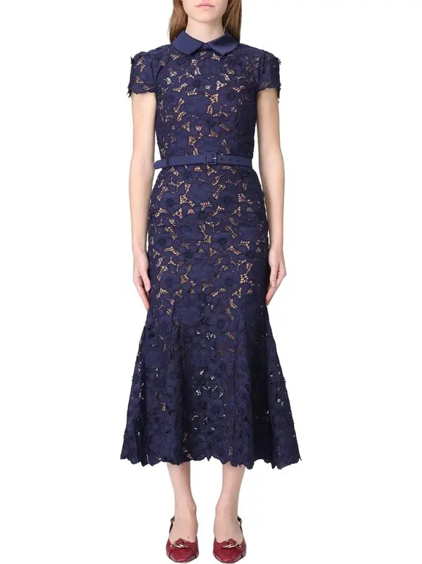 SELF-PORTRAIT Lace Midi Dress - Navy