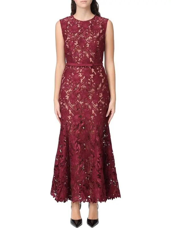 SELF-PORTRAIT Lace Midi Dress - Burgundy