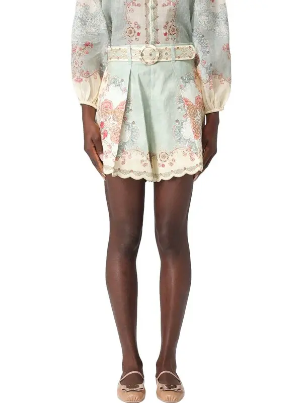 Zimmermann Floral Print Shorts - Gnawed Blue