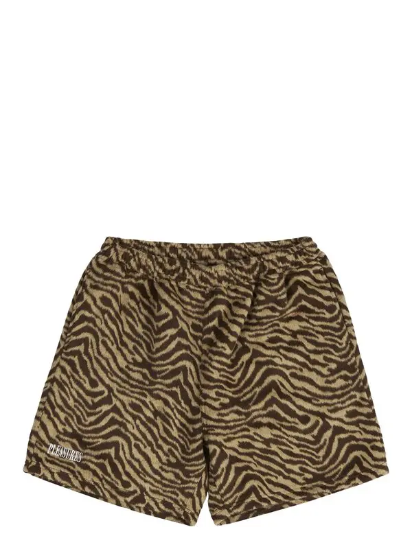 PLEASURES Breaker Fuzzy Stripe Shorts - Tan