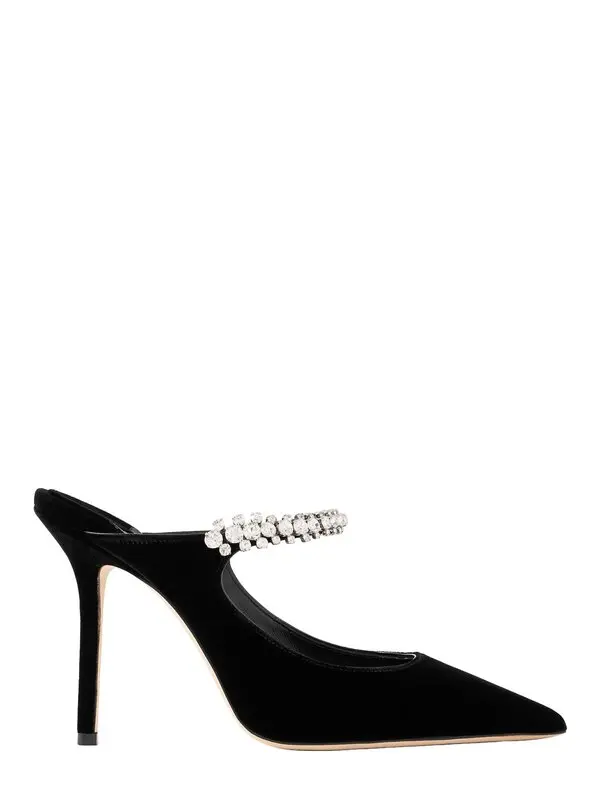 JIMMY CHOO Bing 100 Crystal-embellished Velvet Pumps - Black