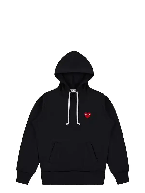 Play Comme Des Garcon Heart Emblem Hoodie - Black