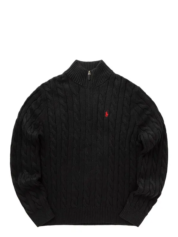 Polo Ralph Lauren Cable Knit Quarter Zip Sweater - Black
