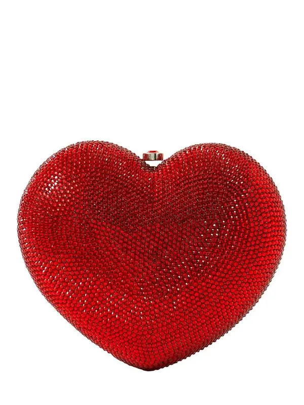 Judith Leiber Petit Coeur Crystal Clutch - Red