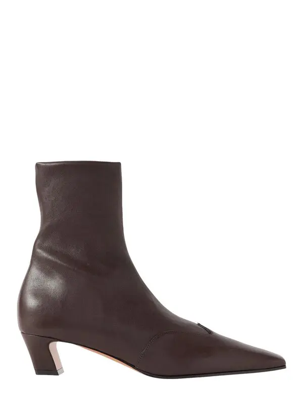 Khaite Nevada Leather Ankle Boots - Brown