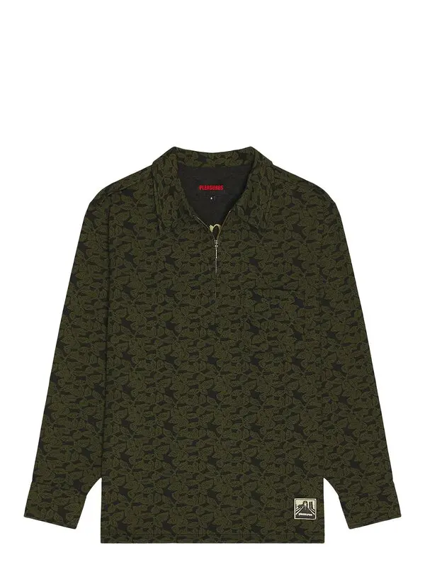 PLEASURES Leaf Half Zip Shirt - Green