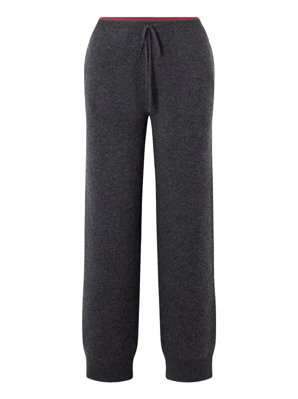 Gucci Striped Wool-blend Straight-leg Track Pants - Gray