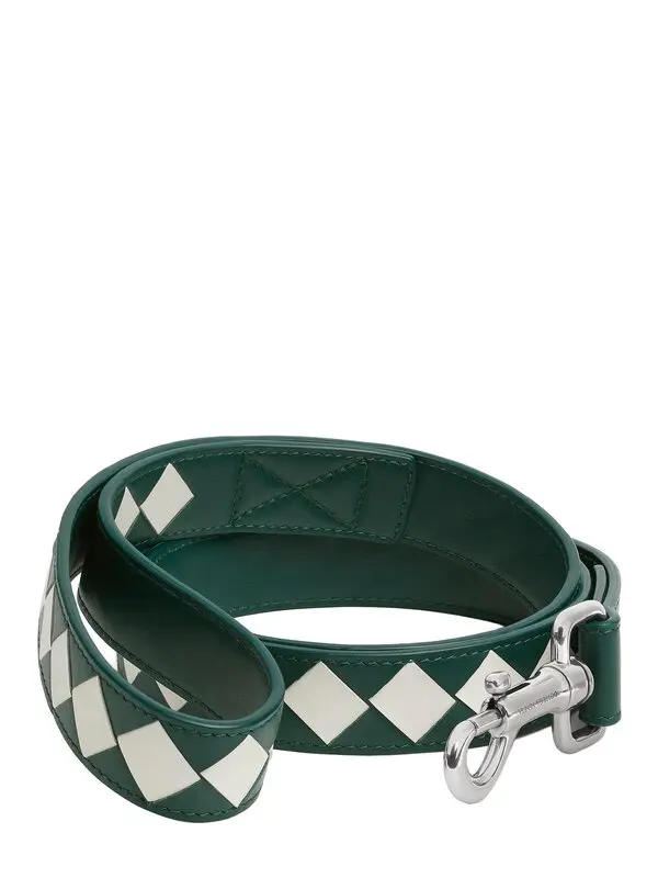 Bottega Veneta Medium Intrecciato Dog Leash - Emerald/white