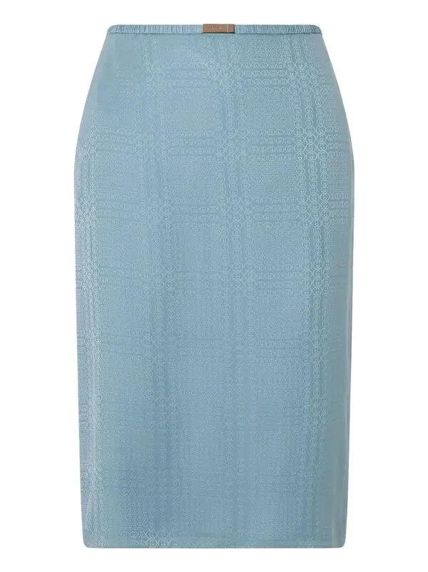 Gucci Logo Silk-jacquard Midi Skirt - Blue
