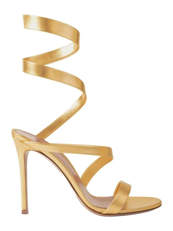 GIANVITO ROSSI Opera Metallic Leather Sandals - Gold