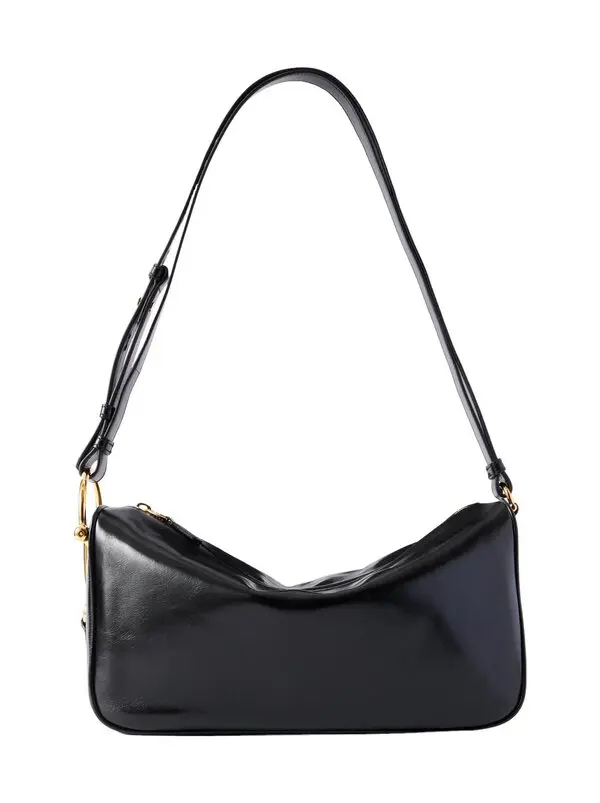 Gucci Half Horsebit Leather Shoulder Bag - Black