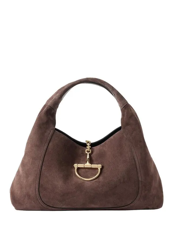 Gucci Softbit Suede Tote - Brown