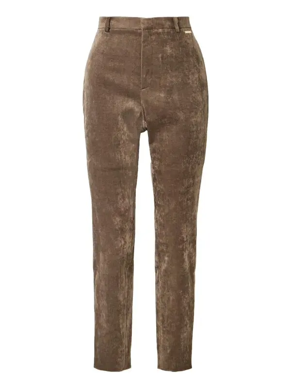 Gucci Embellished Cotton-blend Stretch-velvet Skinny Pants - Brown