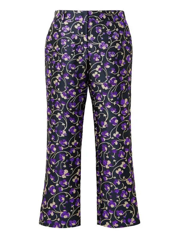 Staud Vanel Cropped Lace-up Leather Pants - Purple