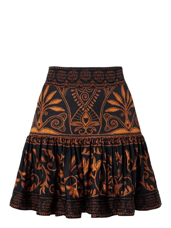 Farm Rio Cornely Ainika Embroidered Mini Skirt - Black