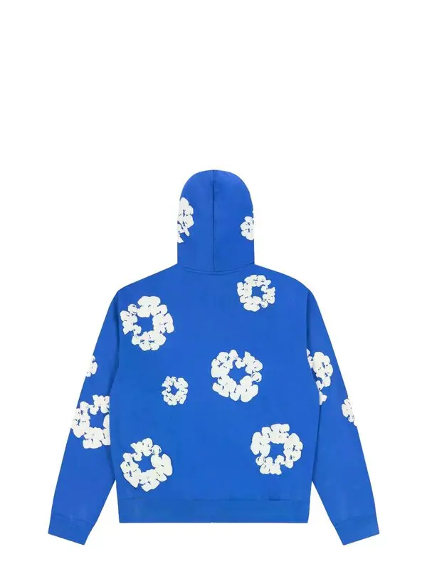 DENIM TEARS Wreath-print Zip-up Hoodie - Blue
