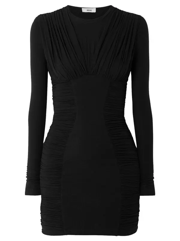 AGOLDE Abbi Ruched Mini Dress - Black