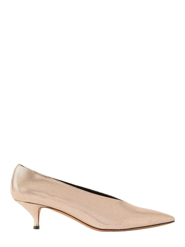 EMME PARSONS Veneto Metallic Textured-leather Pumps - Gold