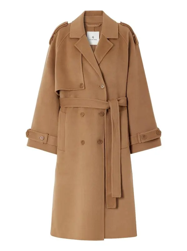 ANINE BING Rickie Wool And Cashmere-blend Trench Coat - Brown