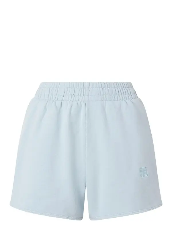 ANINE BING Kam Embroidered Cotton-jersey Shorts - Blue