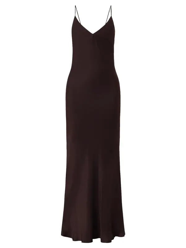 ANINE BING Laurel Silk-blend Satin Maxi Dress - Brown