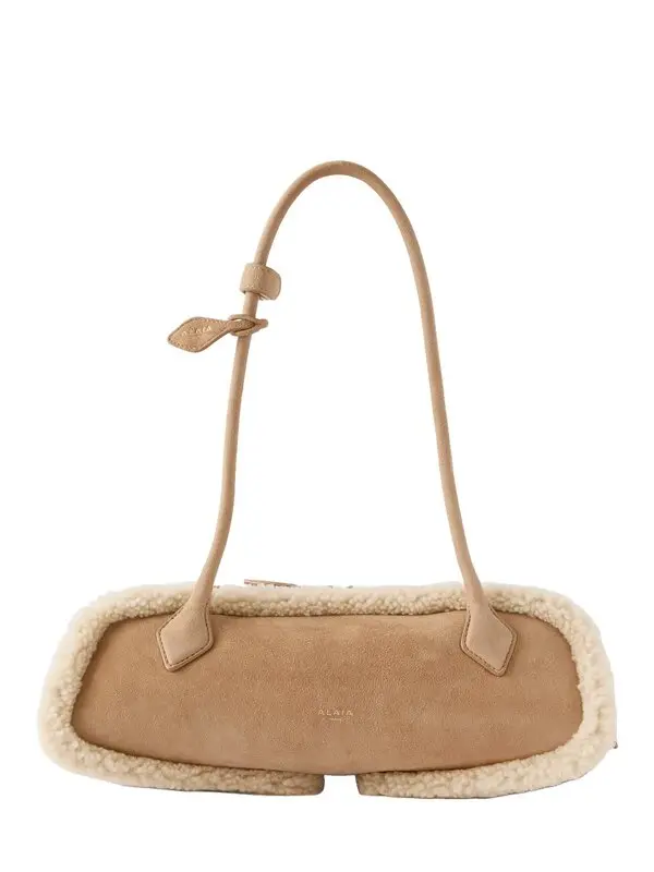 Alaïa Le Teckel Medium Shearling Shoulder Bag - Brown